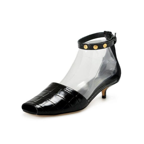 Burberry | Shoes | Burberry Womens Stadling Black Croc Print Leather ...